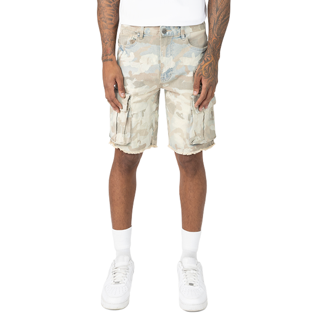 Smoke Rise Camo Flocked Fashion Denim Shorts Sahara Camo – VIP Clothing ...