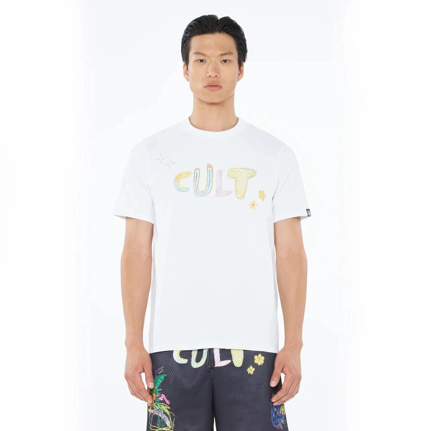 Cult of individuality Heavyweight Crew Neck Tee "Crayon Logo" in White ...