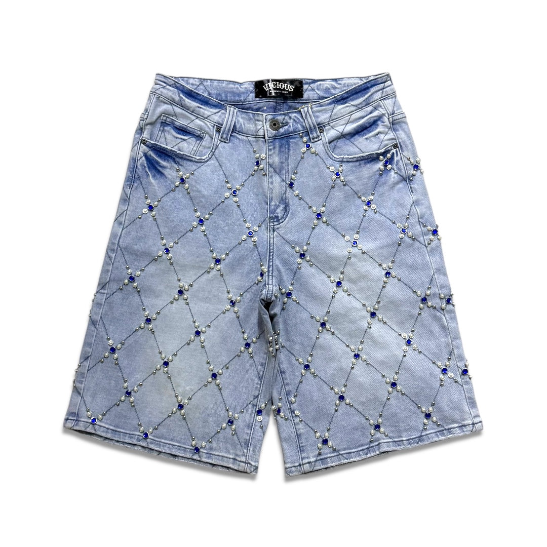 Vicious Denim Men's Embellished denim shorts - light blue – VIP ...