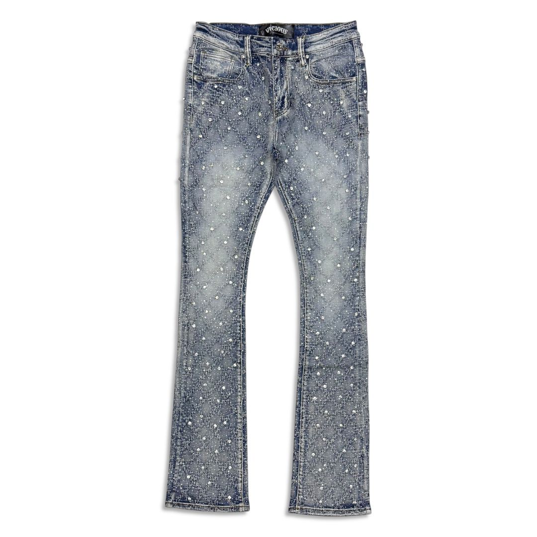 Vicious Denim Men's Stacked Embellished Jeans - Blue – VIP Clothing Stores