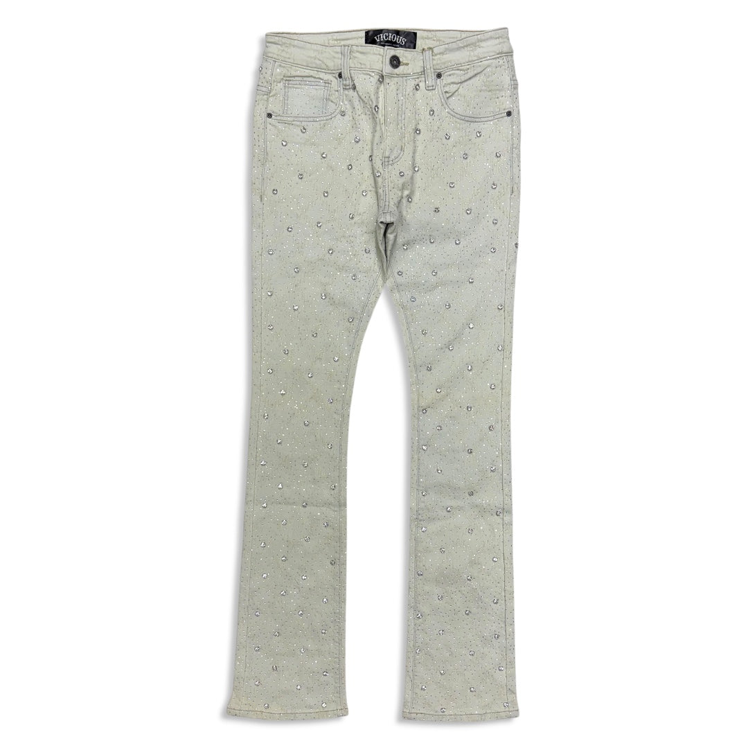 Vicious Denim Men's Stacked Embellished Jeans - Natural – VIP Clothing ...