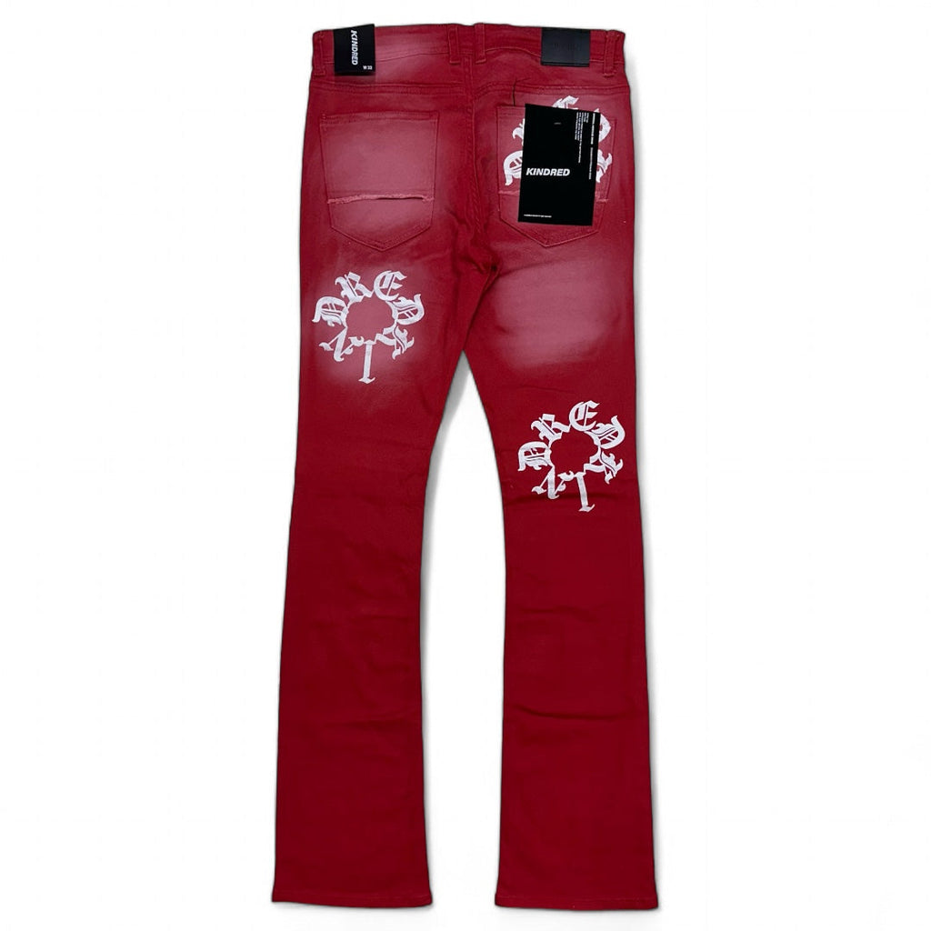 Kindred (Men’s Vintage red round lettering Stacked Jean) – Vip Clothing ...