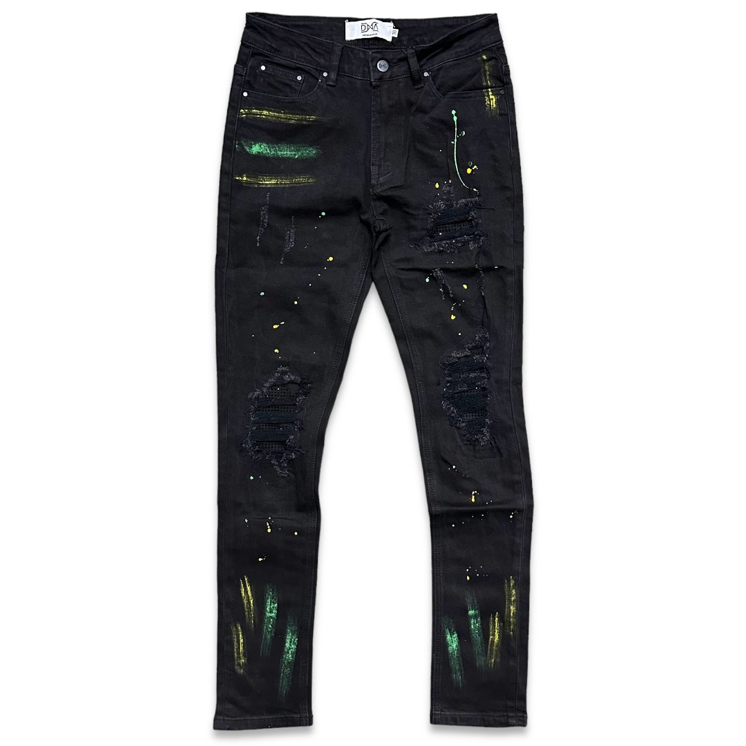 Dna premium (black/yellow /green cut crystal cut wash jean) – VIP ...